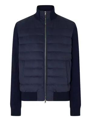 Herno Quilted Down Jacket With Ribbed Knit Sleeves - Blue