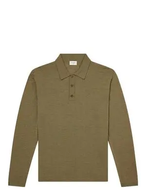 Saint Laurent Cashmere, Silk And Linen-blend Polo Shirt - Green