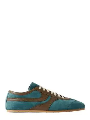 Dries Van Noten DRIES VAN NOTEN Suede And Leather Trimmed Sneakers Blue