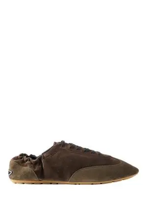 Saint Laurent Lewis 05 Suede And Velvet Sneakers - Brown