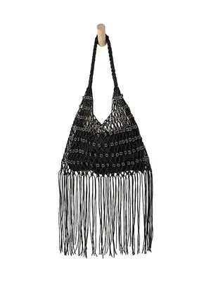 Free People Embellished Fringe Bag - Black