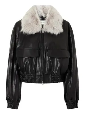 Nour Hammour Ellery Shearling-trimmed Leather Bomber Jacket - Black