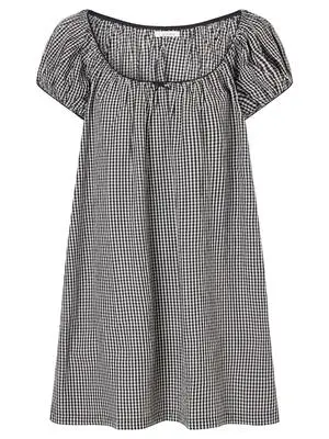 DÔEN Julia Gingham Organic Cotton-poplin Mini Dress - Black