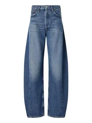 AGOLDE AGOLDE Luna Pieced High-Rise Barrel-Leg Jeans Mid Denim