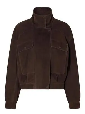 Nour Hammour Quincy Suede Paneled Jacket - Brown