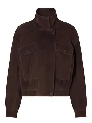 Nour Hammour Paneled Suede Jacket - Chocolate