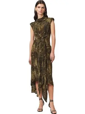 ALLSAINTS Persia Asymmetric Midi Dress - Green