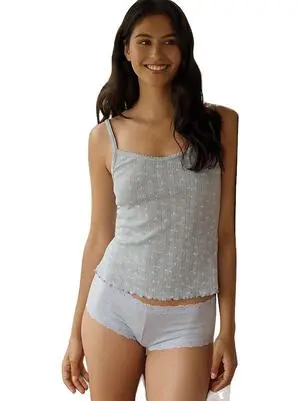 PAPINELLE Imogen 100% Cotton Pointelle Cami - Sky