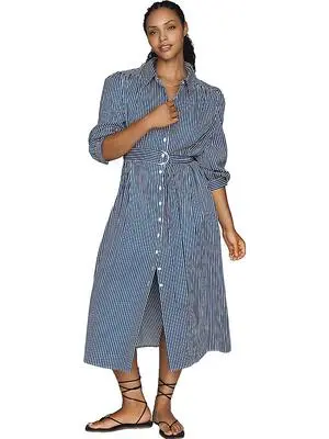 English Factory Striped Midi Shirtdress - Navy