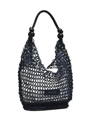 Poolside Large Slouchy Raffia Bag - Navy