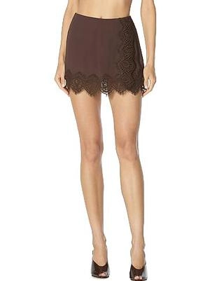Victoria's Secret Afrm Apollo Mini Skirt With Lace Trim - Brown