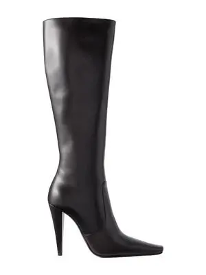 Saint Laurent 77 110 Leather Knee High Boots - Brown