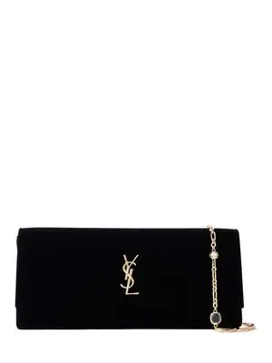 SAINT LAURENT SAINT LAURENT Kate Velour Logo Chain Clutch