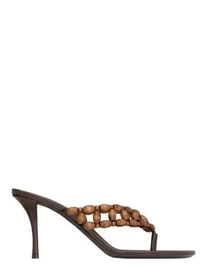 Saint Laurent Zina Sandals In Wooden Beads - Paris Brown