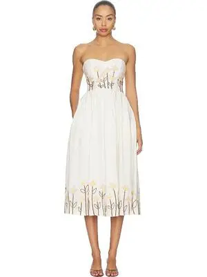 Agua Bendita Embellished Linen Midi Dress - Multicolor