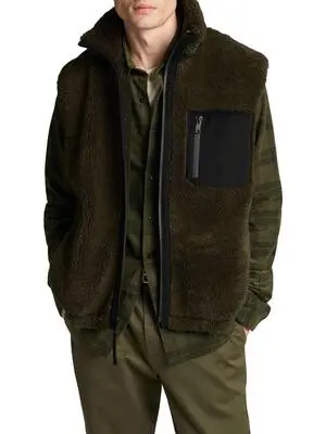 Vince Sherpa Zip-front Vest - Dark Leaf