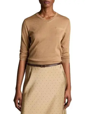 Vince Cashmere-silk Pocket V-neck Sweater - Carmello