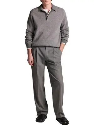 Vince Louie Relaxed Twill Double-pleated Trousers - Medium Heather Grey