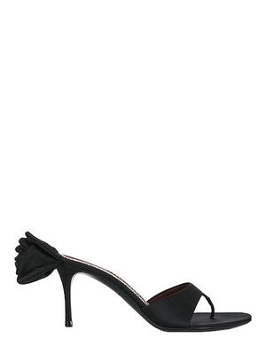Magda Butrym Satin Flower Heel Sandals - Black