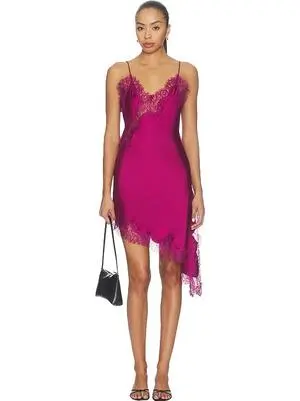Lioness Emerging Midi Dress With Lace Trim - Plum