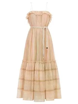 Zimmermann Ruffled Striped Maxi Dress - Neutrals