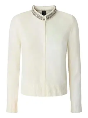 Pinko Crystal-embellished Fine Knit Cardigan - Neutrals