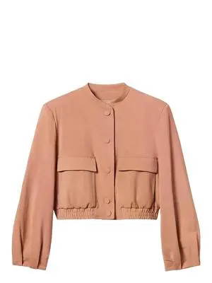 TWINSET Twill Bomber Jacket With Appliqué Pockets - Pink