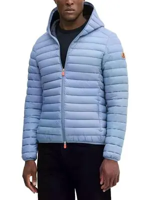 SAVE THE DUCK Hooded Padded Jacket With Zip Fastening - Blue