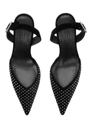 ROTATE BY BIRGER CHRISTENSEN Rhinestone Velvet Slingback Mules - Black