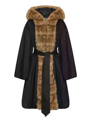 ROTATE BY BIRGER CHRISTENSEN Faux Fur Collar Coat - Black