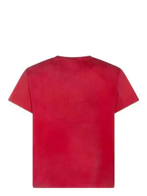 FOUND Giraffe-embroidered Cotton T-shirt - Red