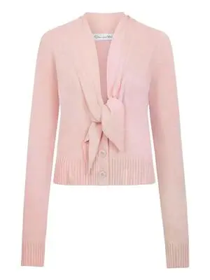 Oscar De La Renta Tie-neck Wool Cardigan - Pink