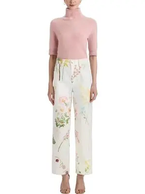OSCAR DE LA RENTA Oscar De La Renta Botanical Print Straight-Leg Jeans