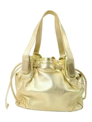 Loewe Drawstring Leather Shoulder Bag - Gold