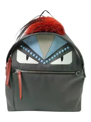 Fendi Monster Fur-trim Backpack - Grey