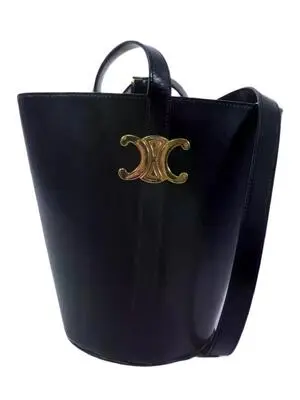 Celine Triomphe Plaque Bucket Bag - Black
