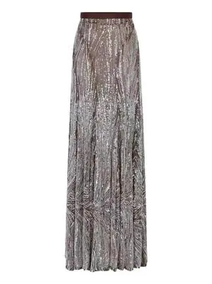 Rabanne Sequin-embellished Embroidered Maxi Skirt - Brown