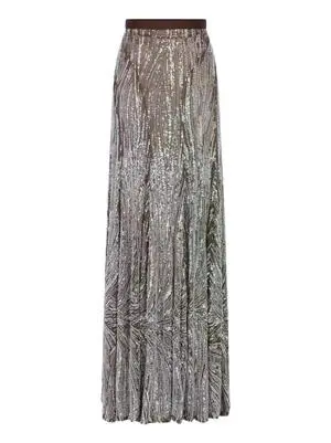 Rabanne Sequin-embellished Embroidered Maxi Skirt - Brown