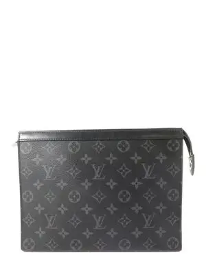 LOUIS VUITTON Monogram Eclipse Pochette Voyage Clutch Bag - Black