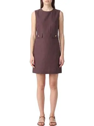 PAROSH P.a.r.o.s.h. Off-the-shoulder Linen Blend Sheath Mini Dress - Brown