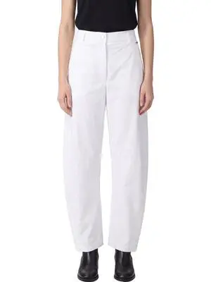 Herno High-waisted Wide-leg Trousers With Belt Loops In Twill - White