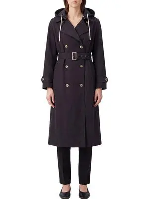 Herno Double-breasted Belted Trench Coat - Navy