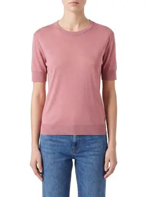Herno Herno Short-Sleeve Crewneck T-Shirt In Lyocell And Cotton Blend Pink