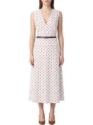 PAROSH P.a.r.o.s.h. Polka Dot Silk Crêpe De Chine Midi Dress - Nude