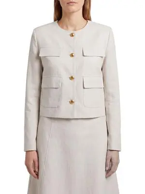 PAROSH Cropped Jacket With Button Details - Nude