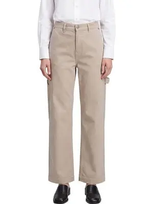 PAROSH P.a.r.o.s.h. High-waisted Straight-leg Stretch Cotton Trousers - Nude