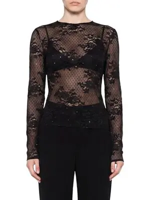 Giuseppe Di Morabito Lace Embellished Top - Black