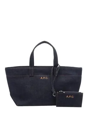 A.p.c. Denim Tote Bag With Pouch - Blue