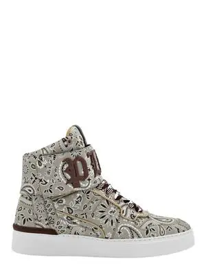 Philipp Plein High-top Sneakers With Paisley Print - Beige