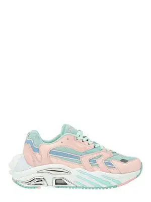 PLEIN SPORT Leather And Mesh Sneakers With Abstract Design - Blue